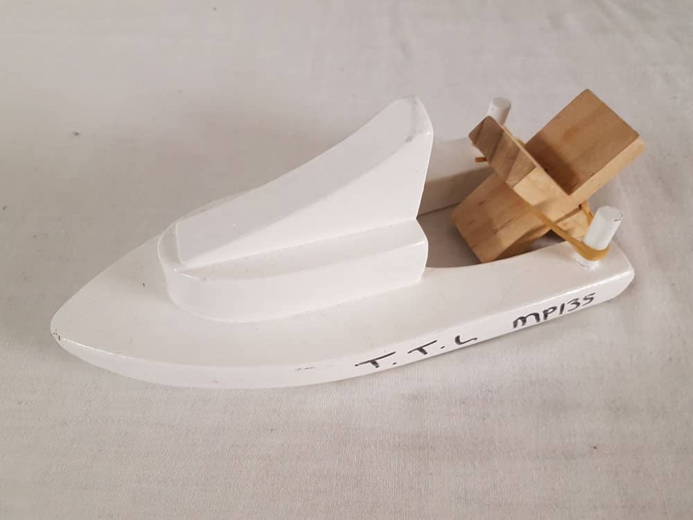 Wooden Wind Up Bath Boat